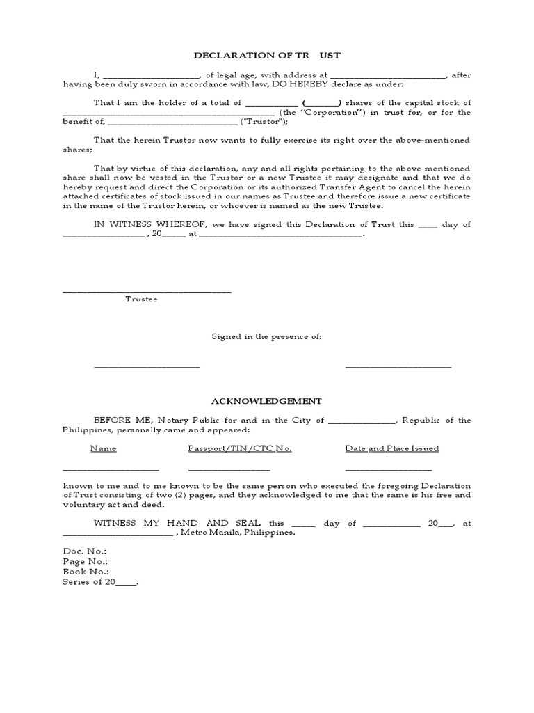 Declaration of Trust | PDF