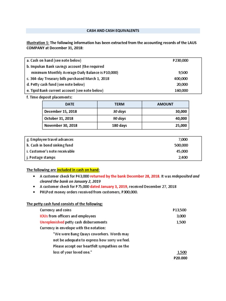 Cash and Bank Recon Illustrative Examples | PDF | Cheque | Deposit Account