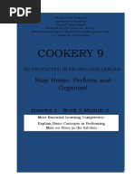 Cookery 9 Exemplar Week 1 | PDF | Kitchen | Cookware And Bakeware