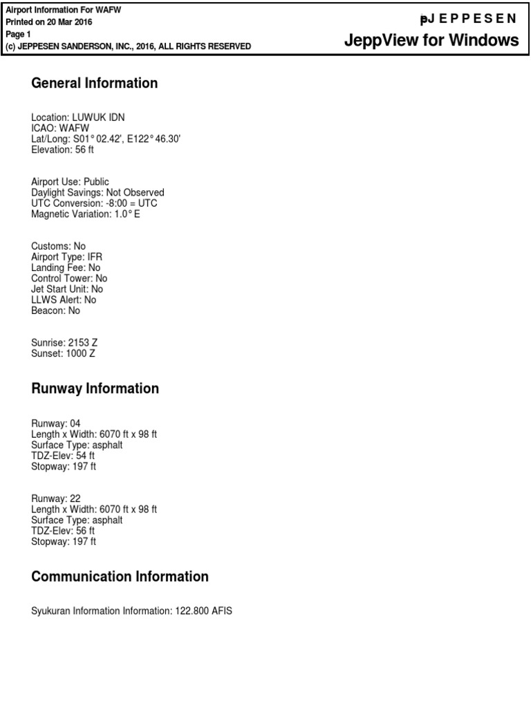 Jeppview For Windows: General Information General Information | PDF | Runway | Transport ...