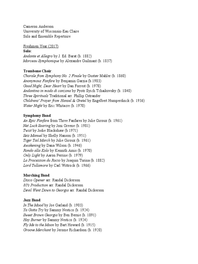 Solo and Ensemble Repertoire | PDF | Classical Music | Musical Compositions