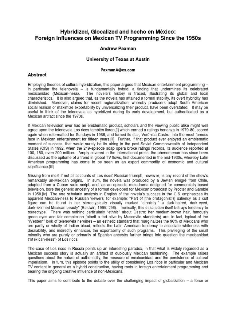 Hybridized Glocalized and Hecho en Mxico Foreign Influences On Mexican ...