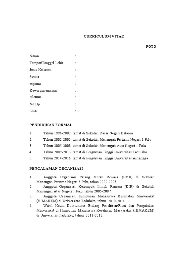 Curriculum - Vitae (CV) | PDF | Pengembangan Diri