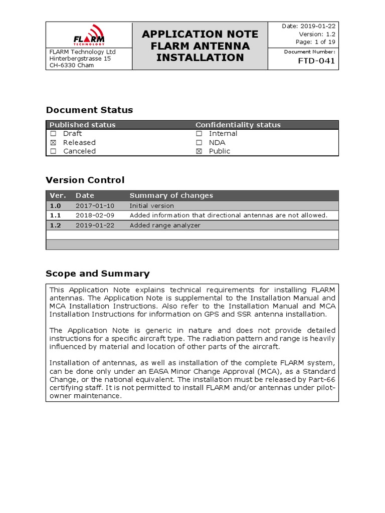 FTD 041 Application Note FLARM Antenna Installation | PDF | Antenna ...