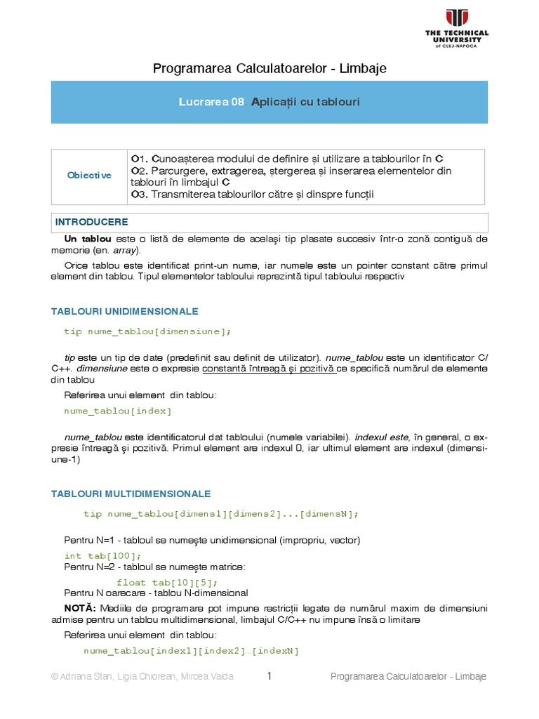 L08 Tablouri PDF | PDF