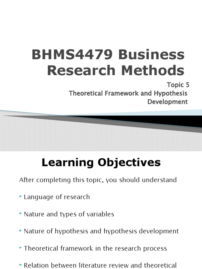 BHMS4479 20-21 S1 Topic 5 Theoretical Framework Hypothesis Development | PDF | Hypothesis | Null ...