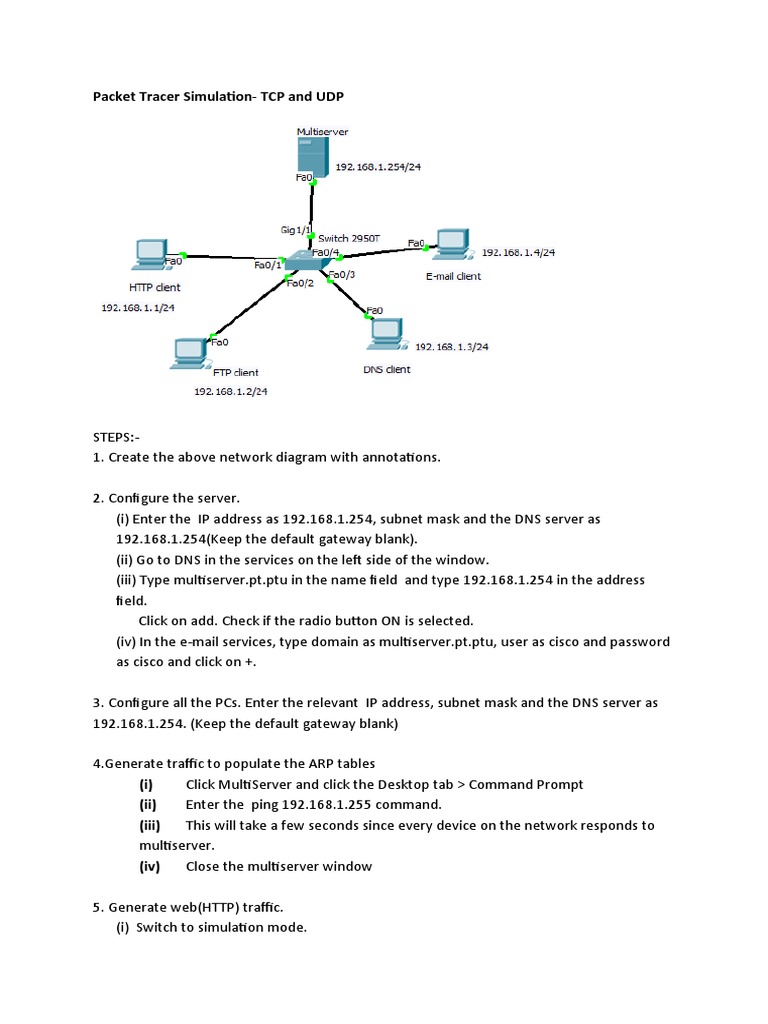 Packet Tracer Simulation Tcp And Udp Pdf Transmission Control Protocol Domain Name System