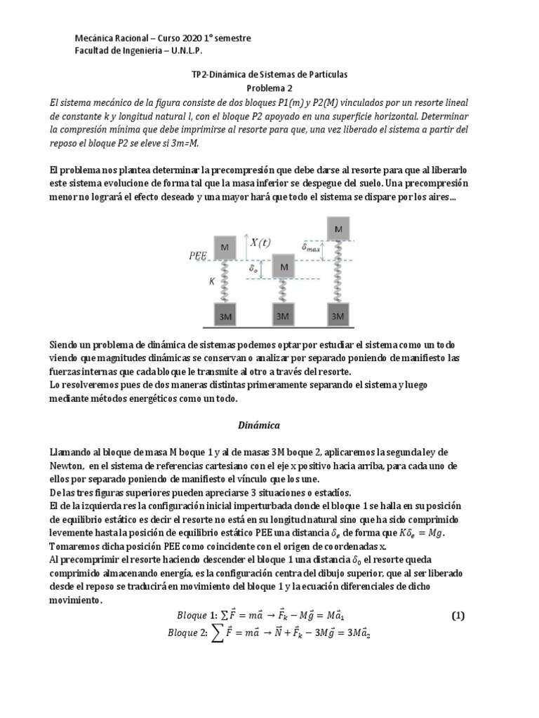 TP2-Prob2 Precompresion PDF | PDF | Ecuaciones | Dinámica (Mecánica)