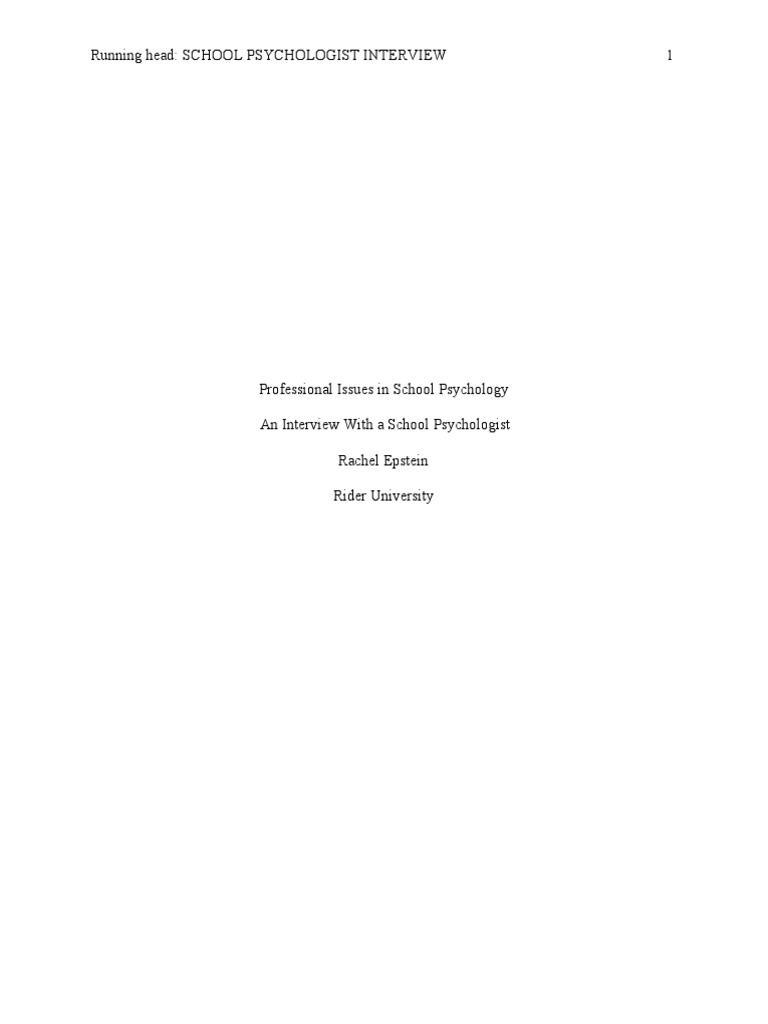 Insights from a School Psychologist Interview | PDF | School Psychology ...