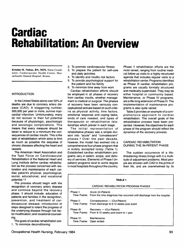 Cardiac Rehabitation | PDF | Physical Therapy | Myocardial Infarction