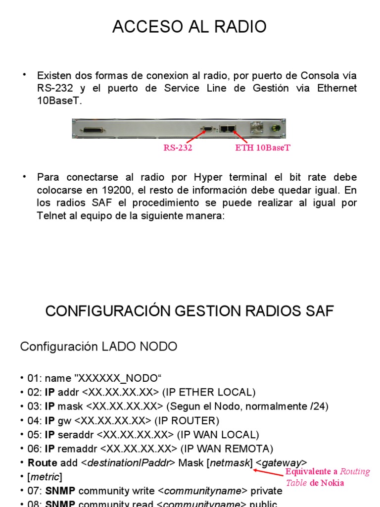 Configuración Gestion Radios Saf | PDF | Dirección IP | Enrutador ...