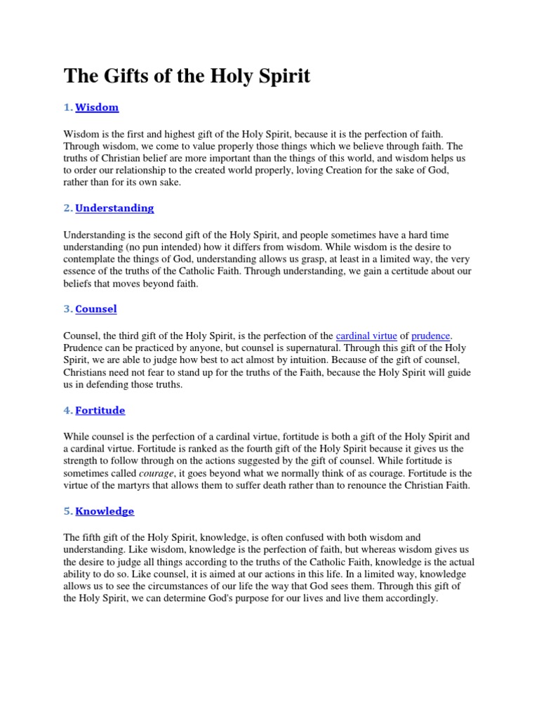 Understanding the Holy Spirit's Gifts | PDF | Courage | Wisdom