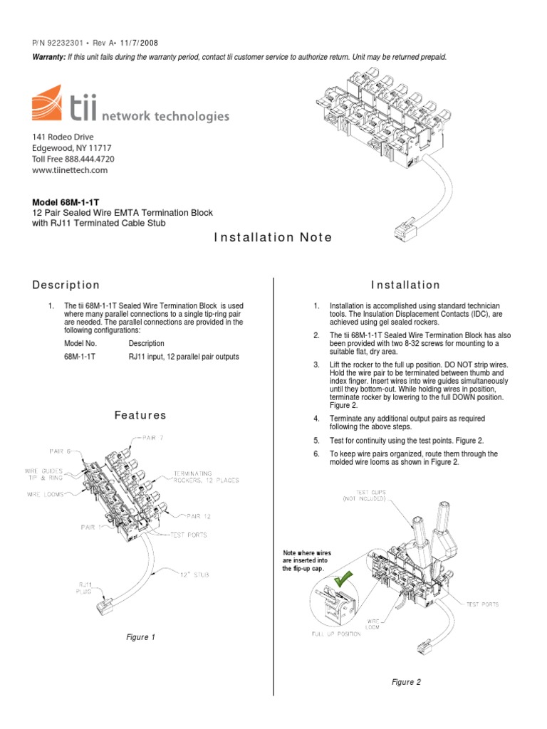 Tii 68M-1-1T Termination Block Guide | PDF | Equipment | Manufactured Goods