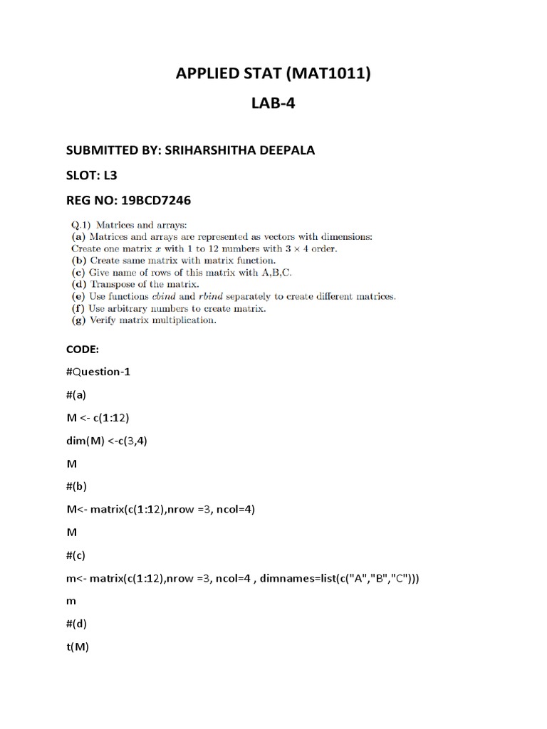 MATLAB LAB REPORT | PDF | Random Variable | Probability Distribution