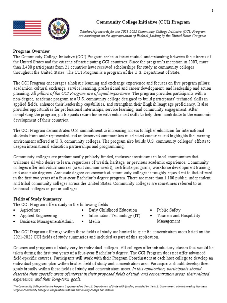 Program Overview: Community College Initiative (CCI) Program | PDF ...