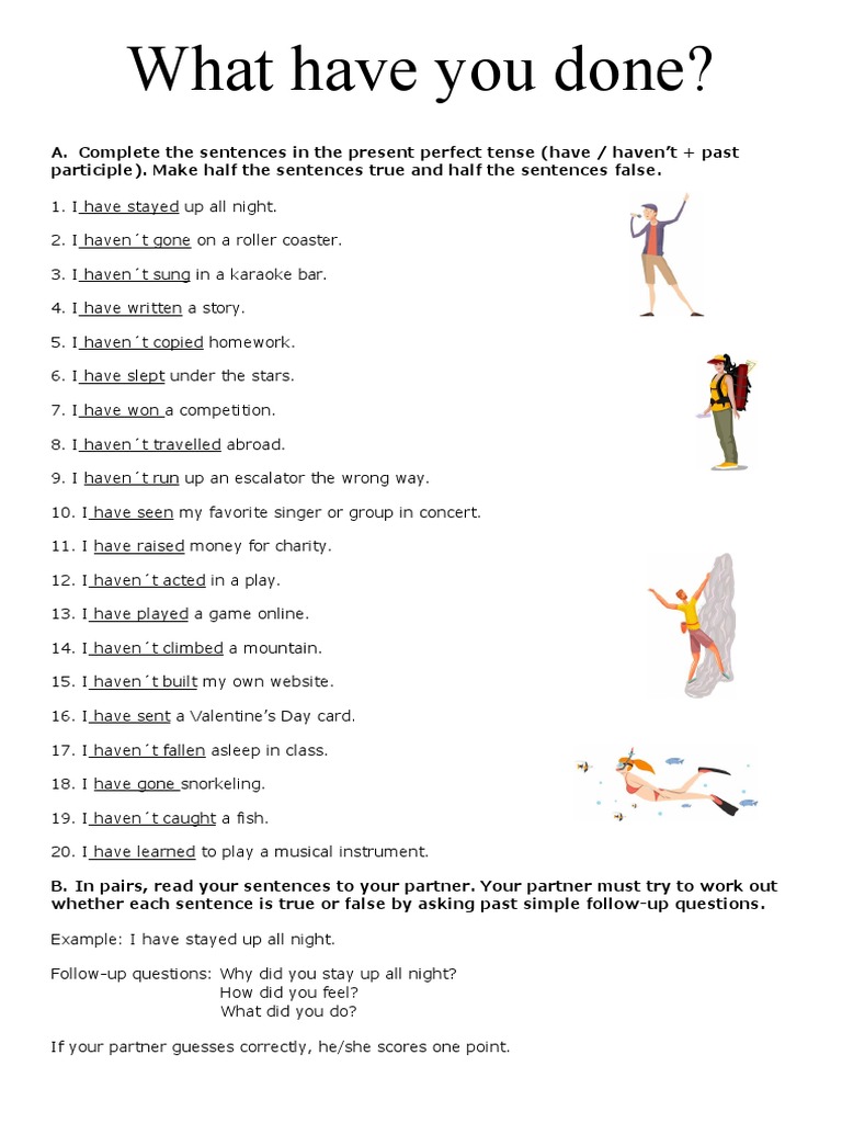 Present Perfect Tense Activity Guide | PDF