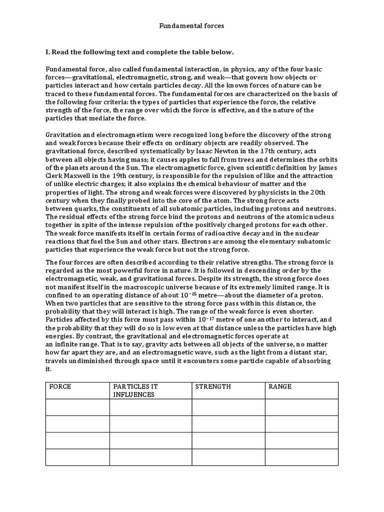 Fundamental Forces PDF | PDF | Fundamental Interaction | Force