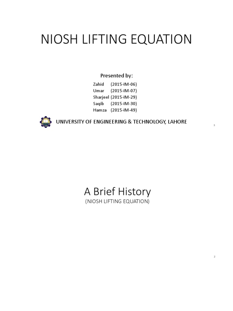Niosh Lifting Equation: Presented by | PDF | Nature
