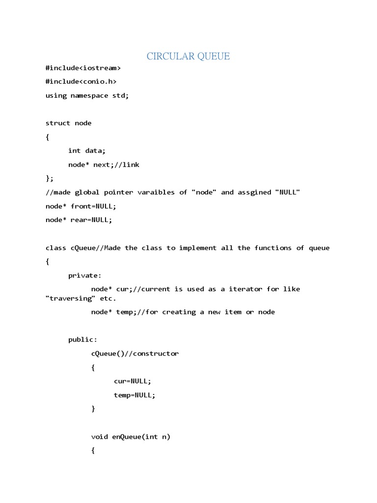 Circular Queue | PDF | Queue (Abstract Data Type) | Data Management