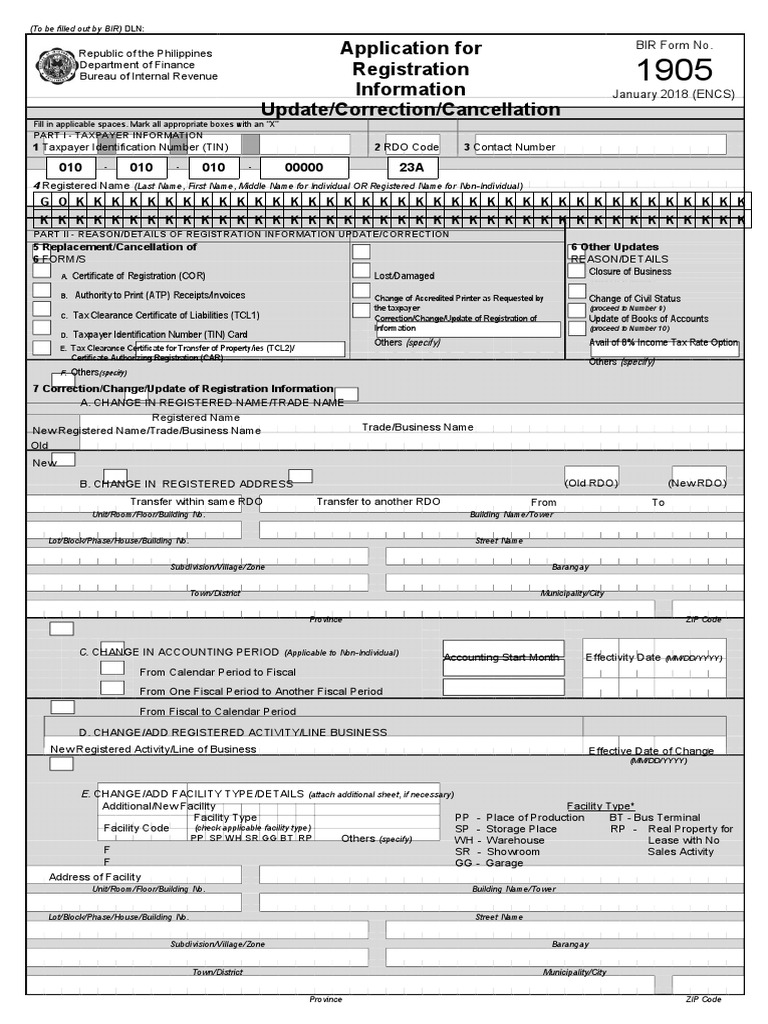 Application For Registration Information Update/Correction/Cancellation ...
