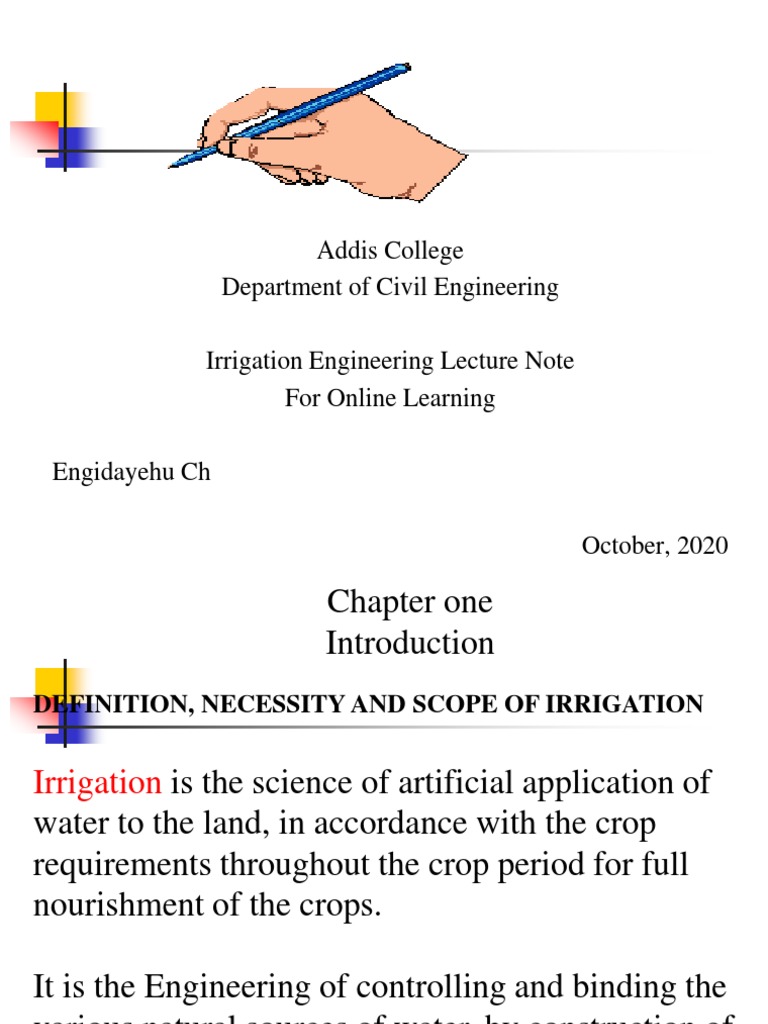 Irrigation Engineering Lecture Note: Fundamentals of Irrigation ...