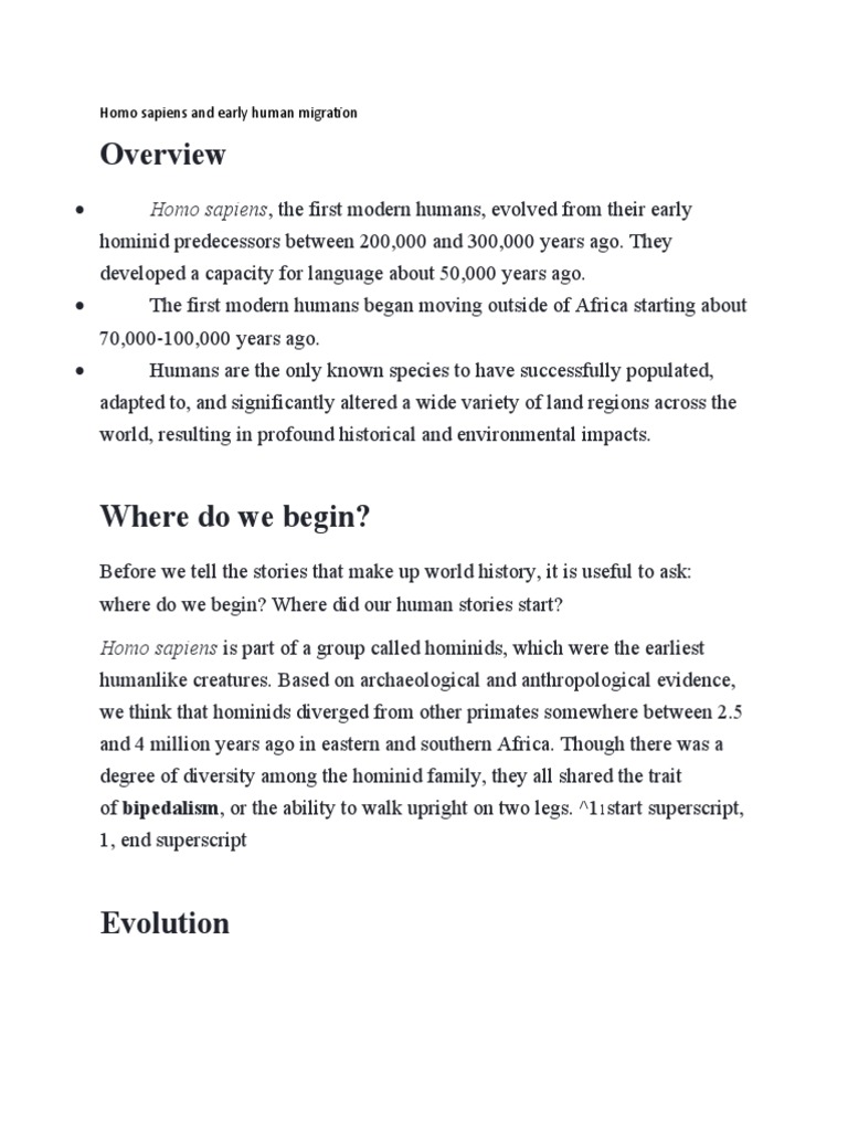 Homo Sapiens, The First Modern Humans, Evolved From Their Early | PDF ...