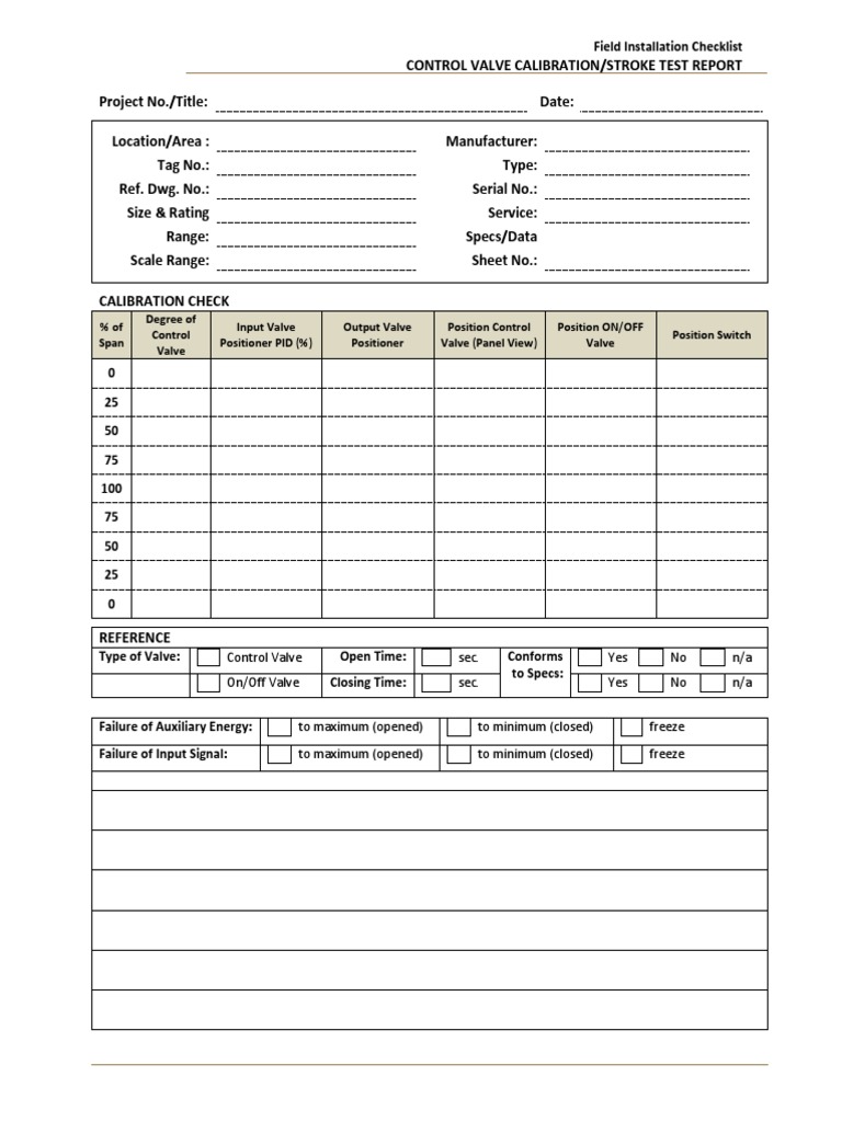 Control Valve Calibration Report | PDF | Technology & Engineering ...