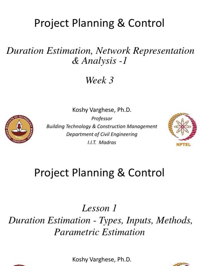 Week3 - Lesson 1. Duration Estimation - Types, Inputs, Methods ...