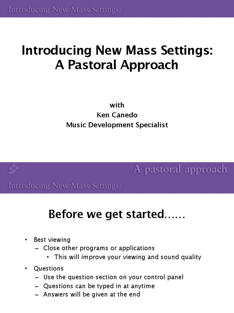 Introducing New Mass Settings: A Pastoral Approach: With Ken Canedo ...