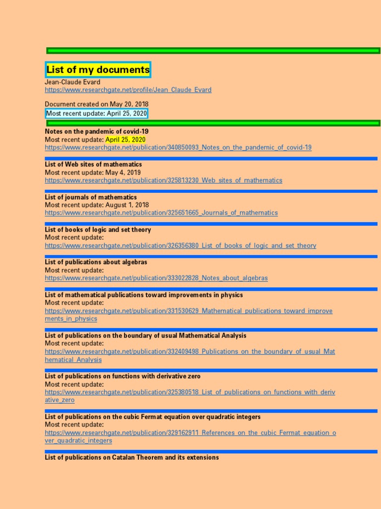 List of My Documents | PDF | Teaching Mathematics | Analysis