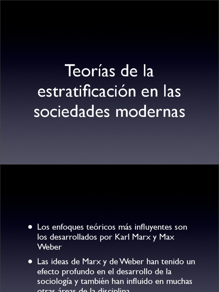 Teorias de La Estratificacion PDF | PDF | Estratificación social | Max ...