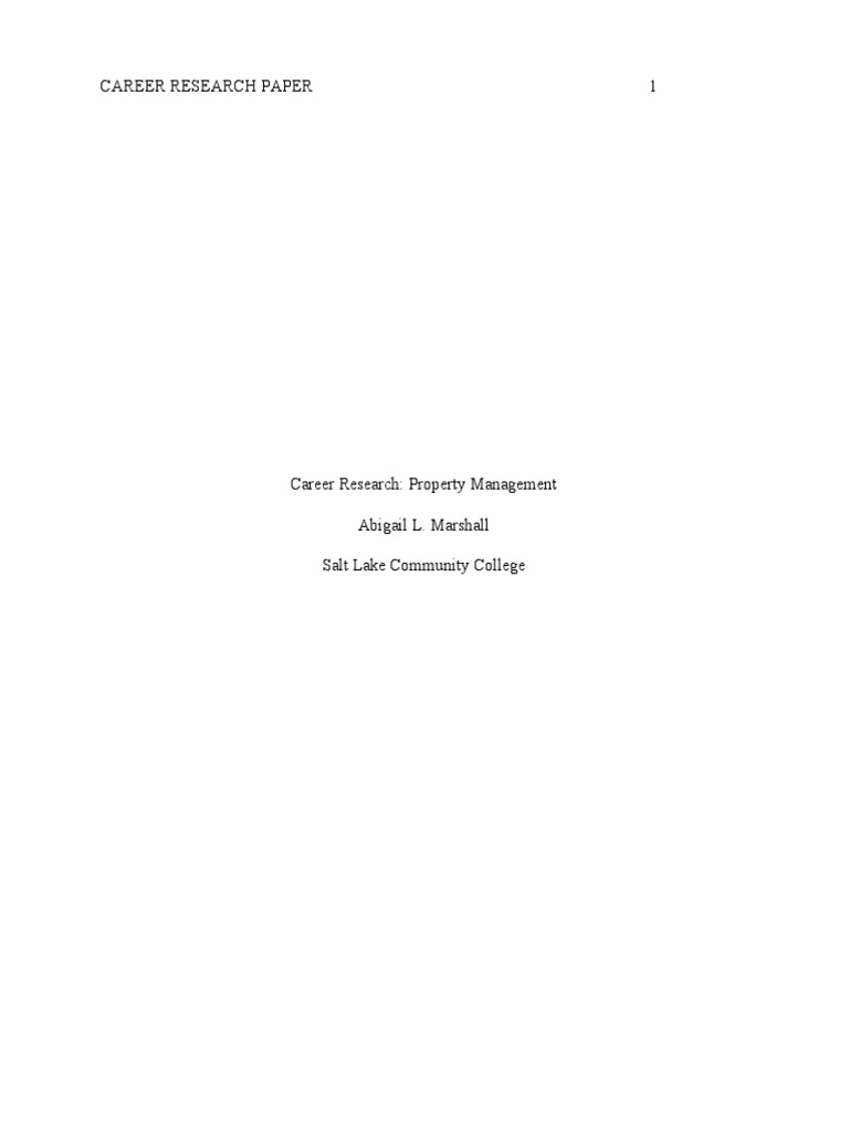 Career Research Paper | PDF | Property Management | Property