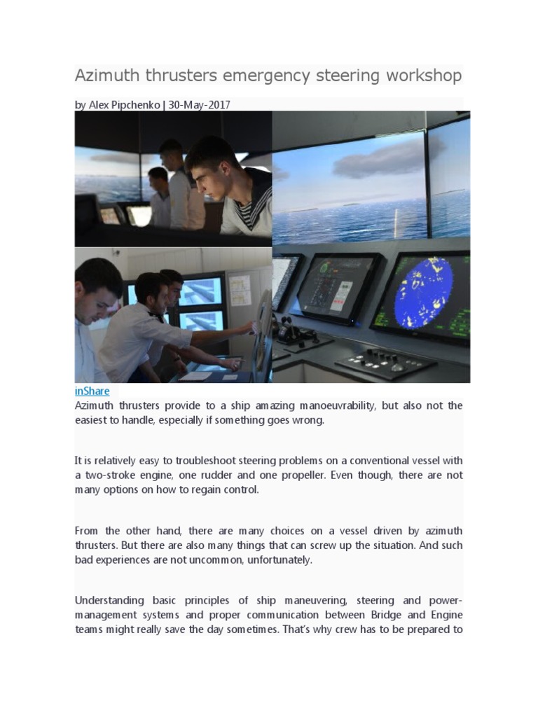 Azimuth Thrusters Emergency Steering Workshop | PDF | Technology ...