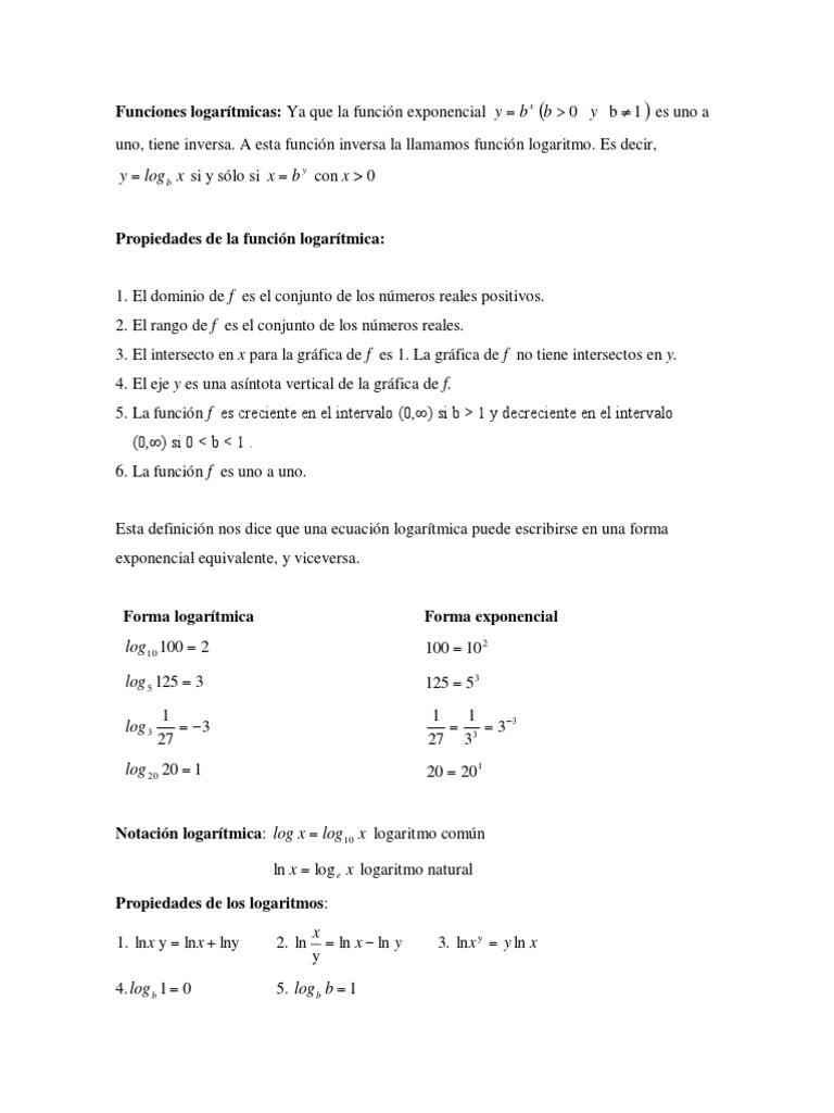 Derivadas Logarítmicas y Ejercicios | PDF | Logaritmo | Funcion exponencial