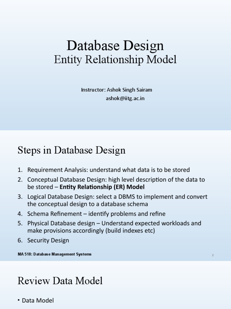 Database Design: Entity Relationship Model | PDF | Database Design ...