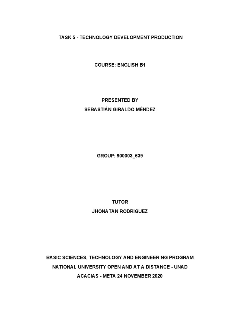 Task 5 - Technology Development Production | PDF
