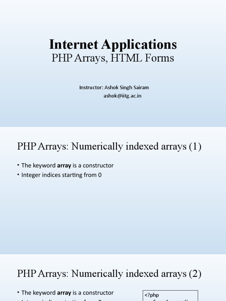 Internet Applications Php Arrays Html Forms Pdf Array Data Type Array Data Structure 