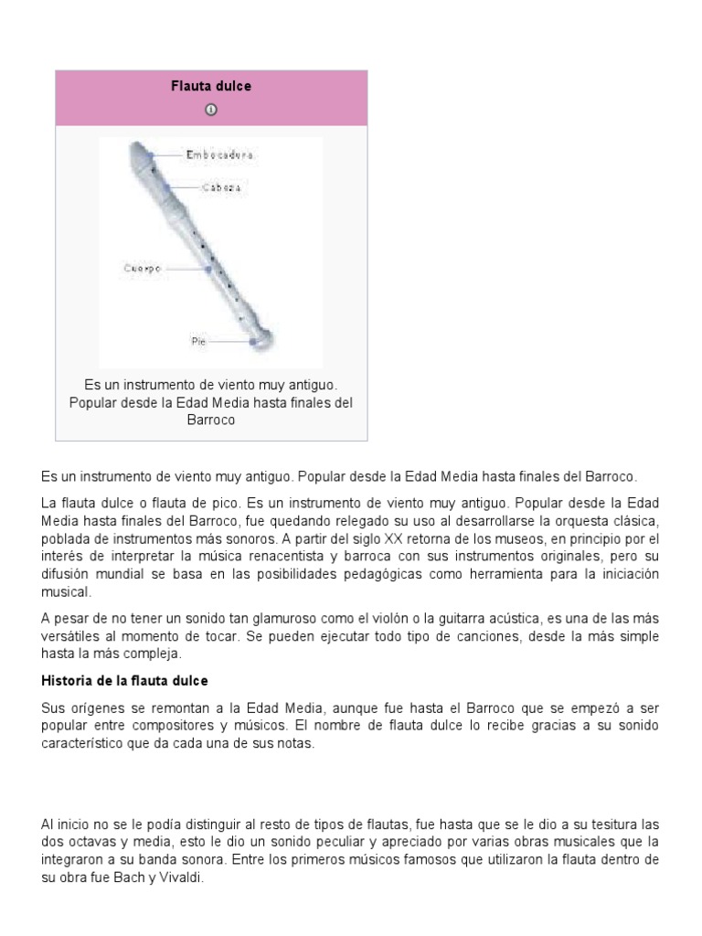 Flauta Dulce | PDF | Flauta | Grabadora (instrumento musical)