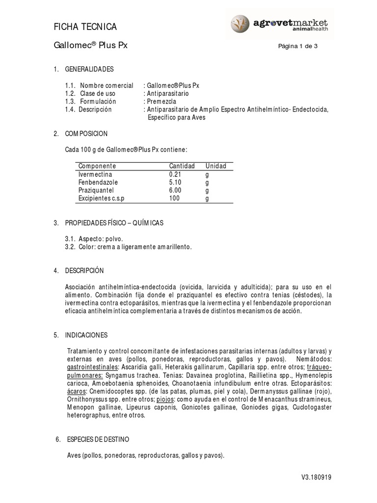 Gallomec Plus PX - 371 PDF | PDF | Alimentos | Salud y bienestar