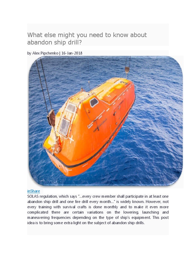 What Else Might You Need To Know About Abandon Ship Drill | PDF ...