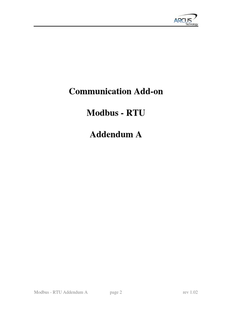 Communication Add-On Modbus - RTU Addendum A | PDF | Computer Data | Computing