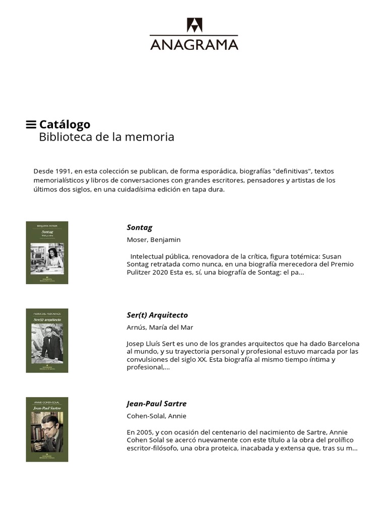 Biblioteca de La Memoria - Editorial Anagrama | PDF | Libros