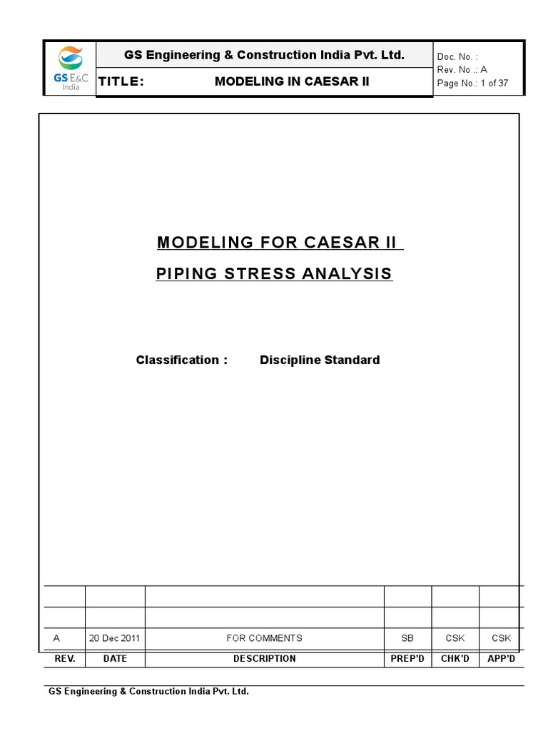 Modeling For Caesar Ii Piping Stress Analysis | PDF | Stress (Mechanics) | Pipe (Fluid Conveyance)