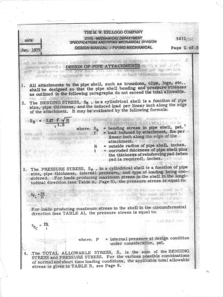 Design of Pipe Attachment - Kellogg | PDF