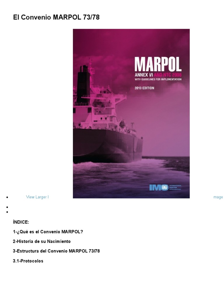 El Convenio MARPOL 73 | PDF | Tratado | Dioxido de nitrogeno