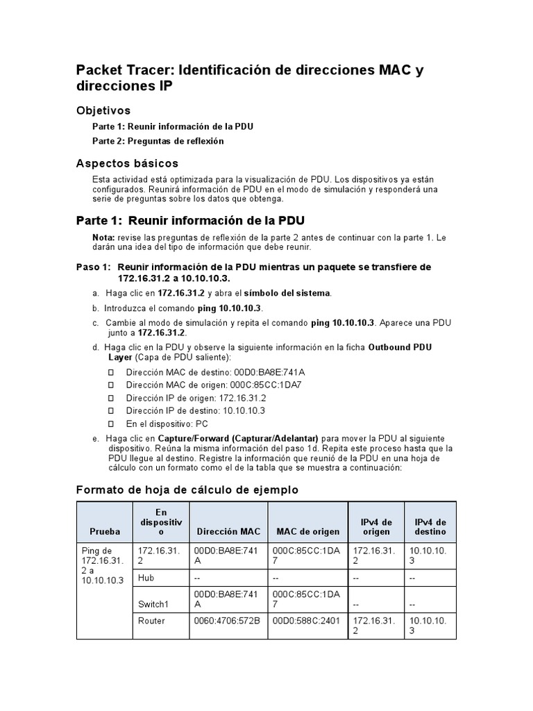 Identificación de Direcciones MAC y Direcciones IP | PDF | Enrutador (Computación) | Dirección IP