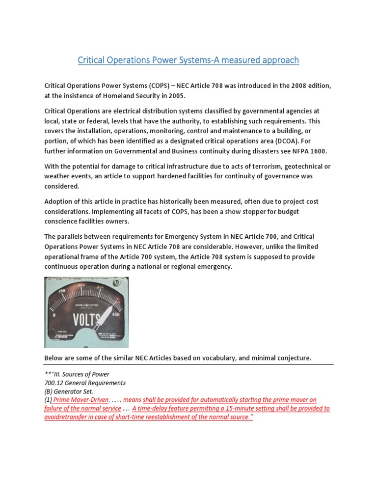 Critical Operations Power Systems (COPS) - A Measured Approach | PDF ...