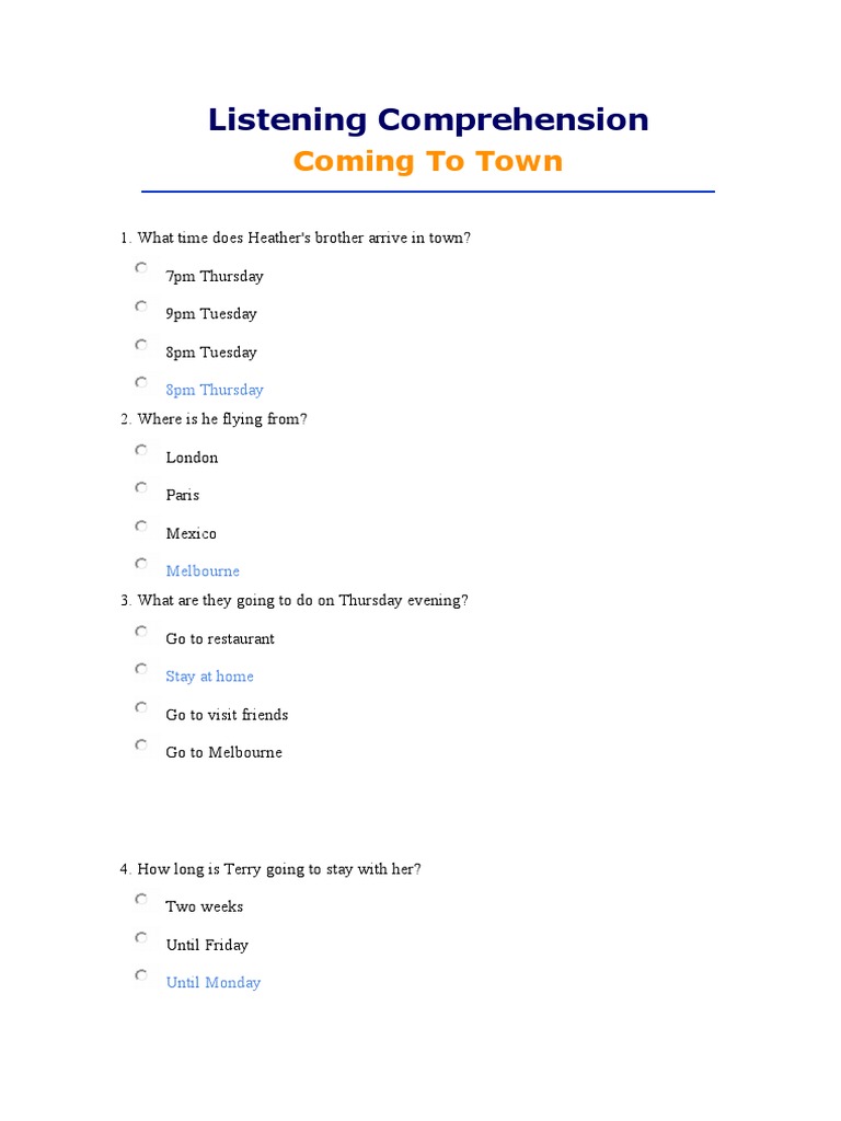 (FINISHED) Listening Comprehension No.1 | PDF