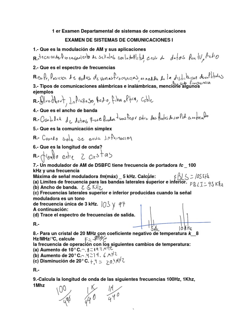 Examen de Sistemas de Comunicaciones I | PDF