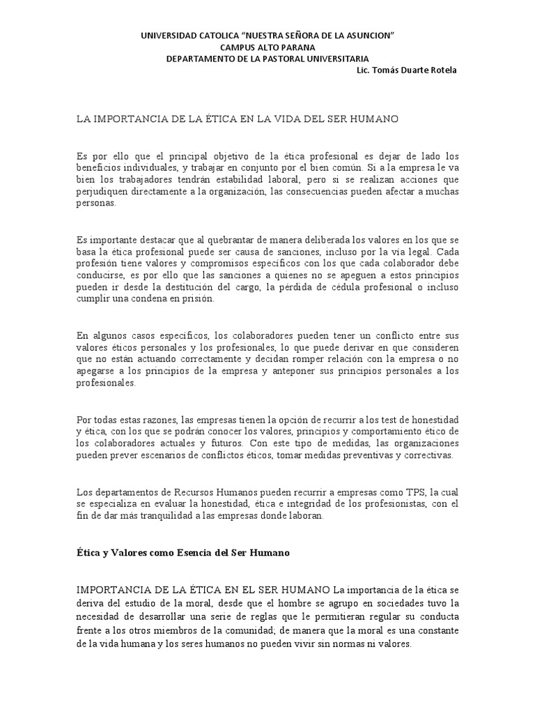 La Importancia de La Ética en La Vida Del Ser Humano | Descargar gratis PDF | Moralidad ...